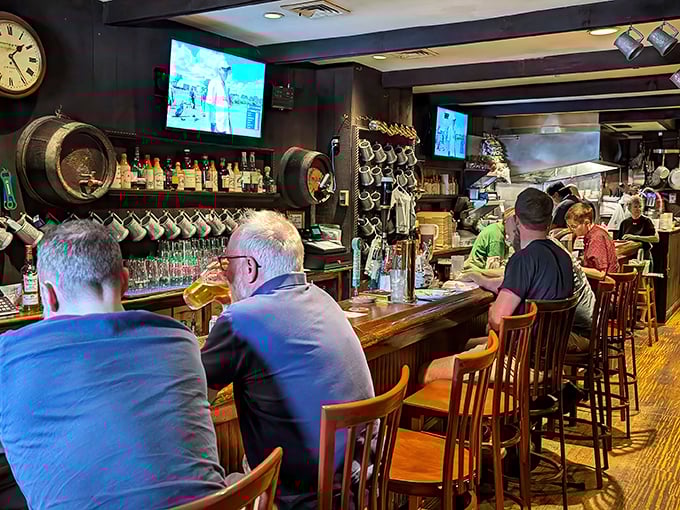 The bar area buzzes with the energy of regulars and newcomers alike, all united in the universal language of "this place is fantastic." 