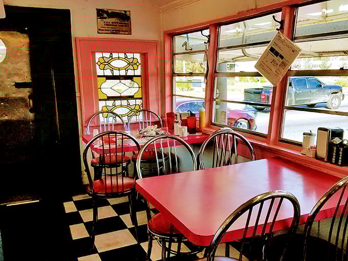 Those stained glass windows aren't just decoration—they're time portals to when diners were the social media of their day, connecting communities one meal at a time.