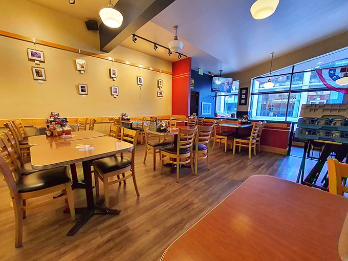 Clean lines, warm wood tones, and plenty of natural light create the perfect backdrop for the real star of the show—the food.