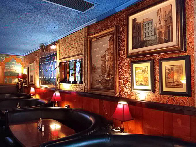 More of the Venice Room's distinctive décor – where every framed picture of Venice tells a story, and every booth has probably heard a few.