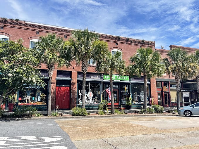 Historic storefronts along Water Street showcase Apalachicola's preserved past, where shopping local isn't trendy—it's tradition dating back generations.
