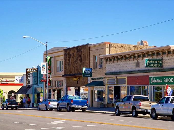 Johnson's Shoes and neighboring shops create that classic American main street where "shopping local" isn't a movement—it's just what you do.