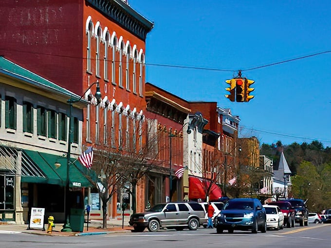 Downtown Brookville's color palette looks like it was chosen by someone who understands that "charming" doesn't have to mean "quaint."