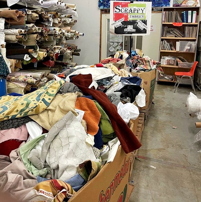 "Scrappy Fabrics" isn't just a cute name—it's a textile treasure hunt where yesterday's curtains become tomorrow's quilting masterpiece.