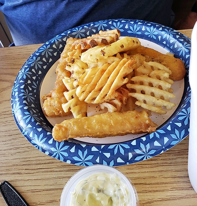 Fish and chips with a Midwestern accent—crispy, golden planks that would make the British nod in approval.