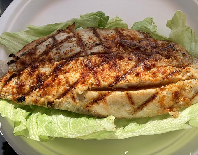 Perfectly grilled fish proves Harbor isn't just a one-trick deep-fryer pony. Those grill marks are like a roadmap to flavor town.