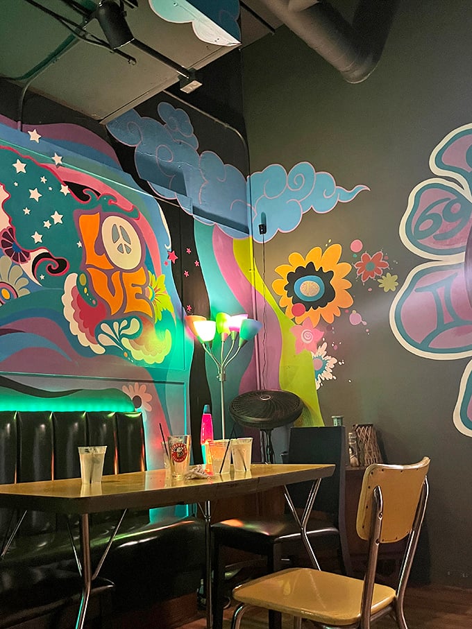 The walls themselves seem to be having more fun than most people do on vacation. This mural doesn't just pop—it throws a party.