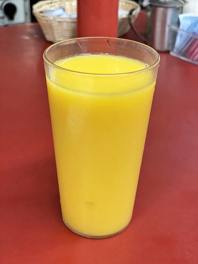 Fresh-squeezed sunshine in a glass—the perfect companion to cut through the richness of whatever breakfast indulgence you've chosen.