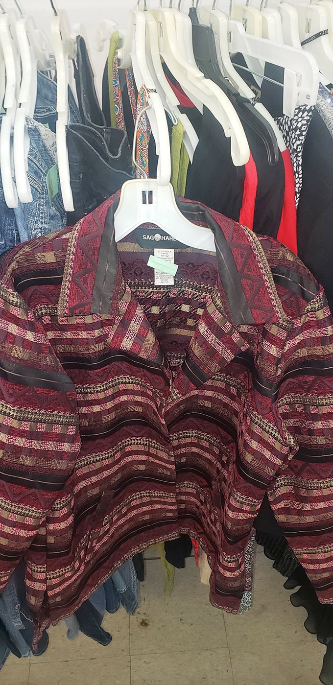 Pattern mixing before it was cool – this richly textured garment brings bohemian flair to any wardrobe brave enough to adopt it.