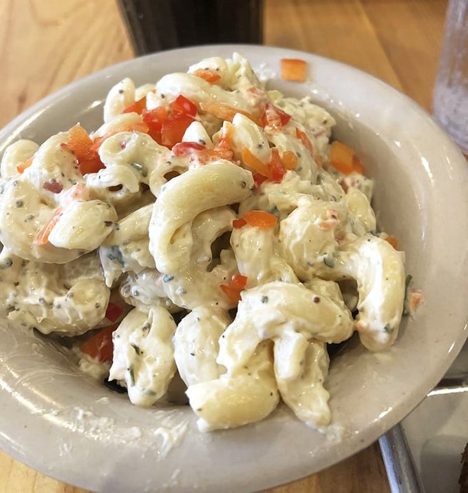 Macaroni salad that looks like summer picnics and tastes like your best childhood memories, only better.