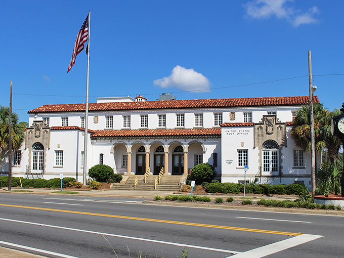 Marianna's Post Office building could give lessons in architectural dignity—this isn't just mail delivery, it's a statement in Spanish Colonial style.