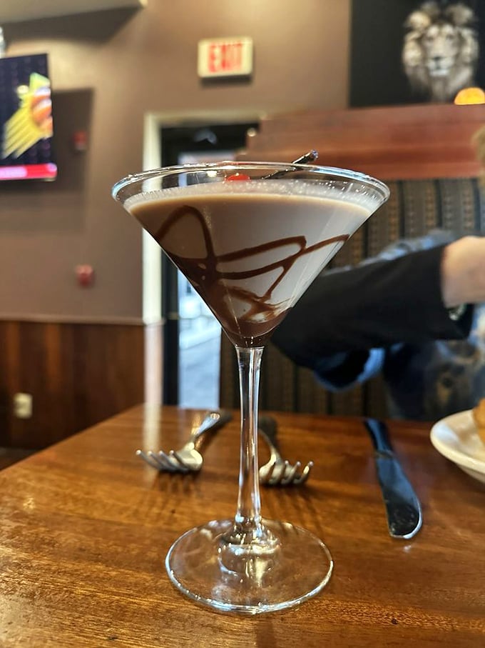 This isn't just a martini – it's dessert in a glass, with chocolate swirls that make you wonder why anyone would ever order actual cake.