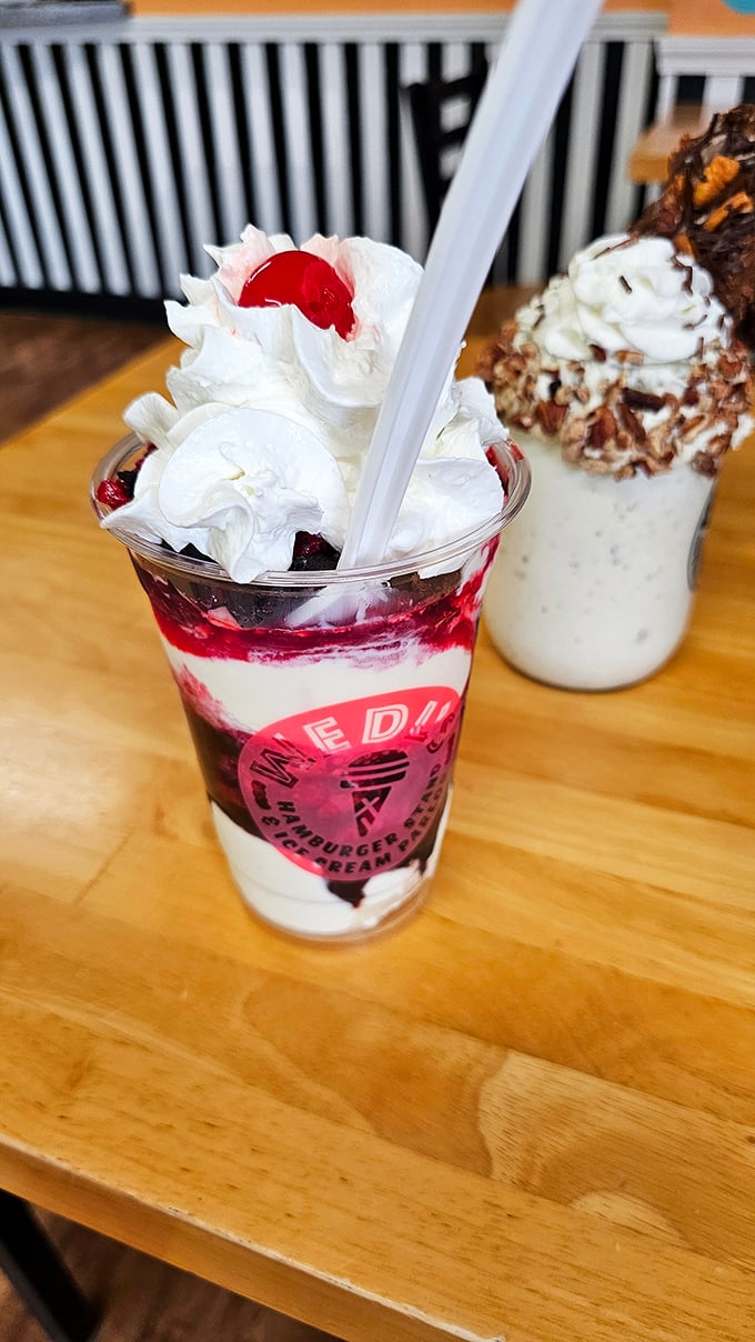 Layers of sweet symphony in a cup. This berry-swirled milkshake proves that sometimes the best things in life come with a straw.