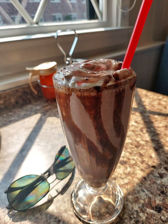 This chocolate milkshake isn't just a drink—it's dessert in disguise, plotting to ruin your diet while making your soul happy.