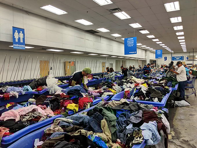The thrill of the hunt in full swing. These shoppers aren't just browsing—they're on a mission to uncover hidden gems.
