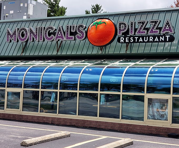 Monical's Pizza, with its distinctive tomato logo, has been satisfying central Illinois pizza cravings for generations of hungry locals. 