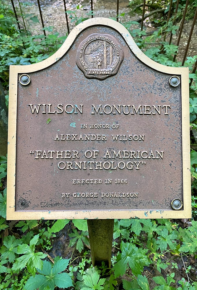 History stands sentinel in the forest – the Wilson Monument honors the "Father of American Ornithology" in fittingly wild surroundings.