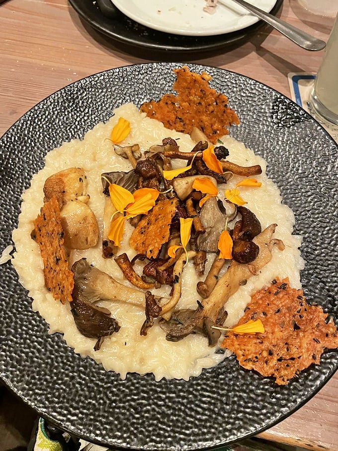Creamy mushroom risotto that proves vegetarian options can steal the show from any seafood star.