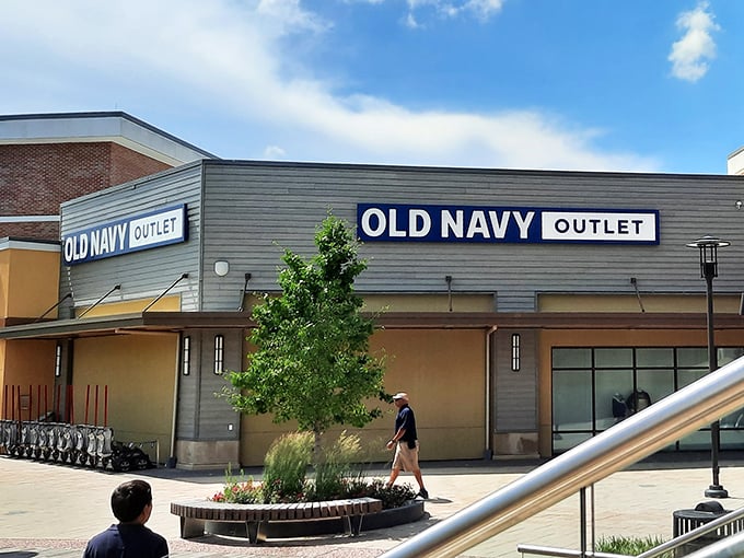 Old Navy's massive storefront stands as a beacon of affordable basics—where family wardrobes get refreshed without refinancing the mortgage.