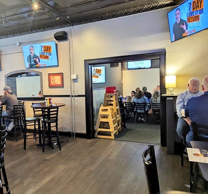 Different rooms create different moods—this section offers a glimpse into the more intimate dining spaces beyond the main area.