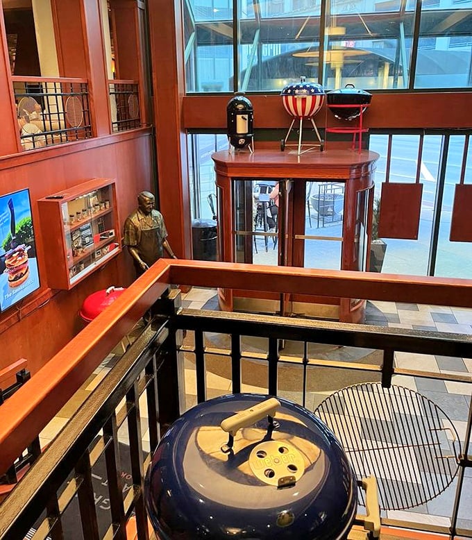 Those display grills aren't just decor—they're museum pieces celebrating America's backyard heritage, elevated to culinary art form.