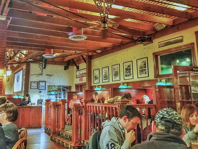 Wooden booths that have witnessed more celebrations than a wedding photographer. This dining room doesn't just serve meals—it collects stories.