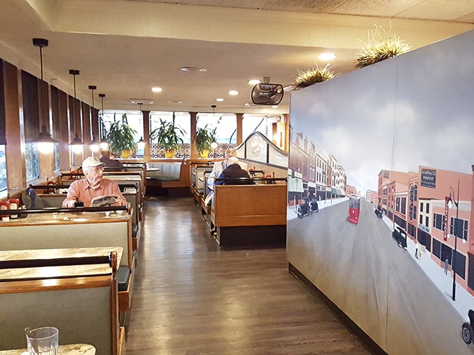The main dining room's mural whispers stories of Delaware's past while you create new memories over plates of comfort food.