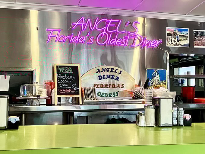 The neon "Florida's Oldest Diner" sign isn't just decoration—it's a badge of honor earned through decades of feeding hungry Floridians.