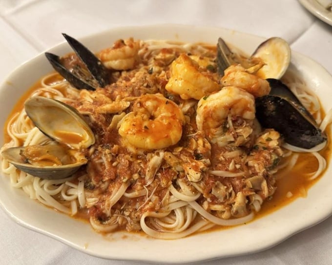 Seafood linguine that brings the Mediterranean to Pennsylvania—a beautiful chaos of clams, shrimp, and sauce that demands to be twirled.