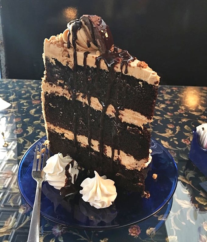 This chocolate peanut butter cake doesn't just have layers—it has chapters, each one more decadent than the last. Bring reinforcements.