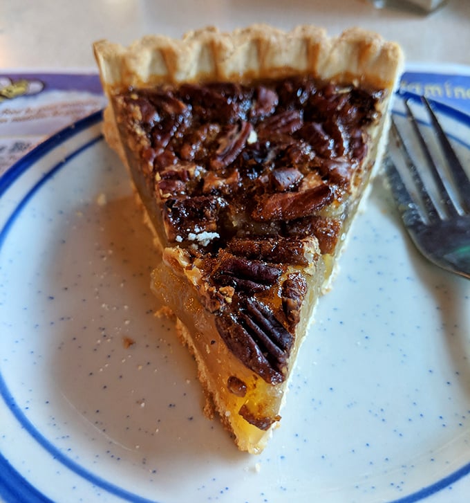 That pecan pie slice could make a grown person weep tears of pure sugary joy.