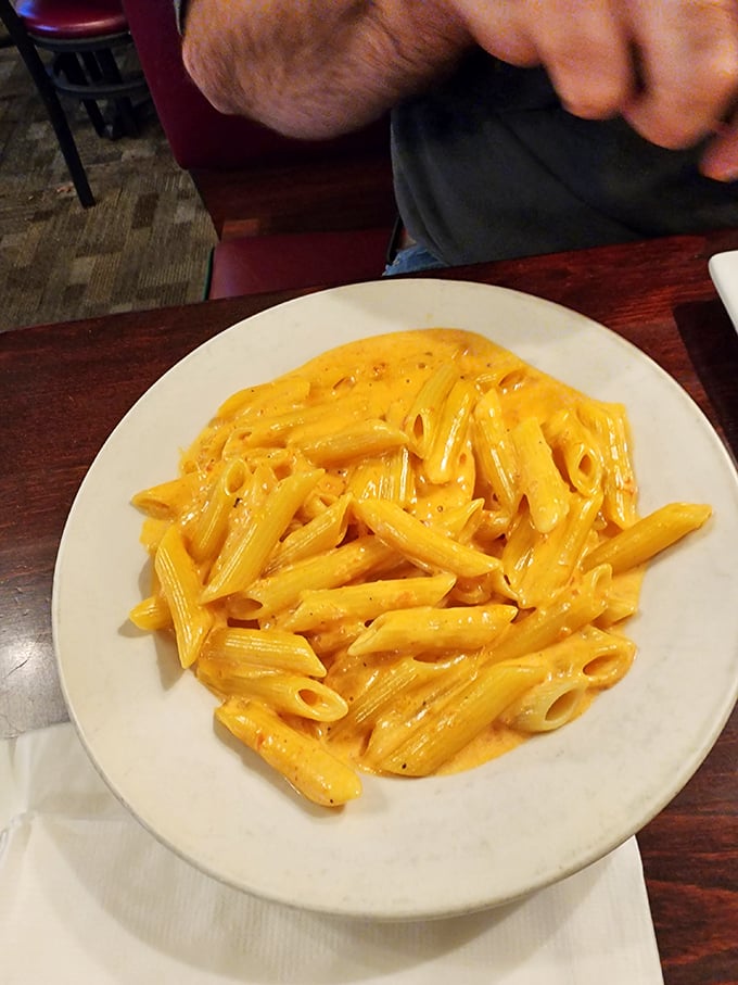 Sometimes pasta just needs to be itself – no fancy additions, just perfectly cooked penne embraced by a vodka sauce that whispers, "Everything's going to be okay."