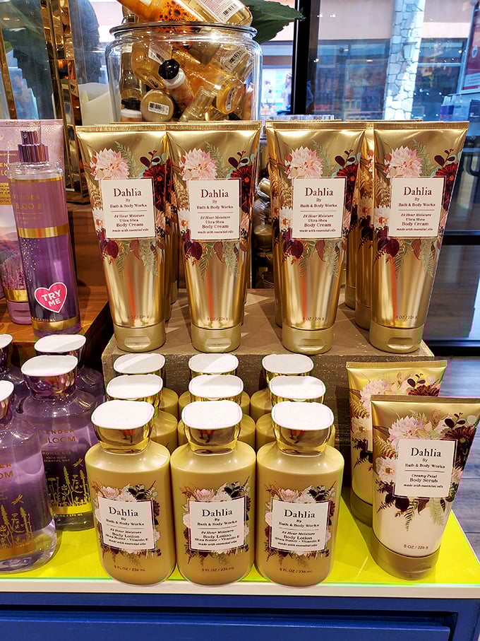 Bath & Body Works' golden Dahlia collection stands at attention—because nothing says "I've got my life together" like matching lotion and shower gel.