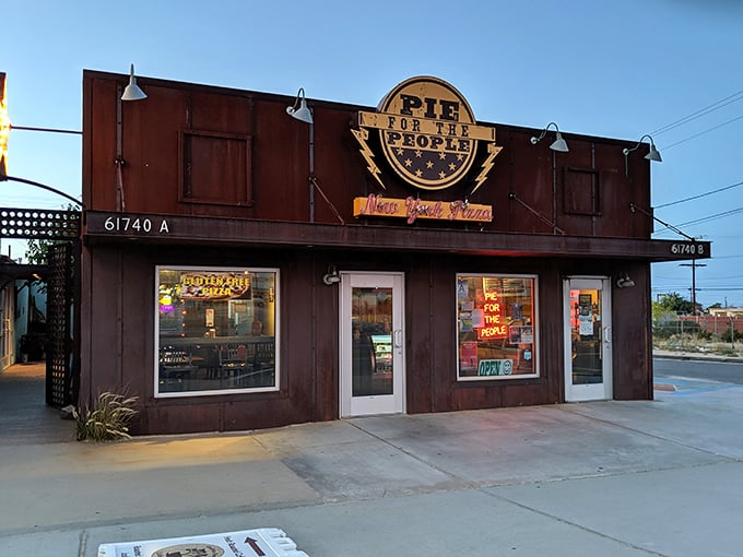 "Pie for the People" isn't just clever wordplay – it's a desert institution where pizza pilgrims find salvation after a day of Joshua Tree adventures.