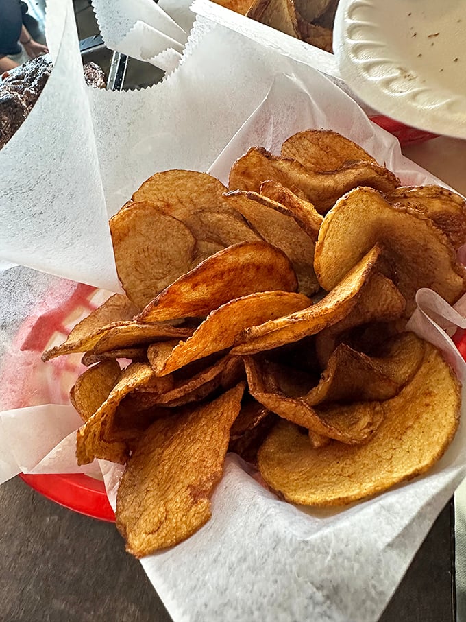 House-made potato chips that crackle with personality—thin, crispy, and unapologetically addictive. Resistance is futile.