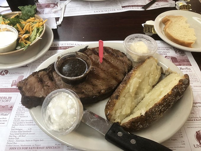 Prime rib that doesn't need fancy presentation to impress. That baked potato has been waiting its whole life for this moment.