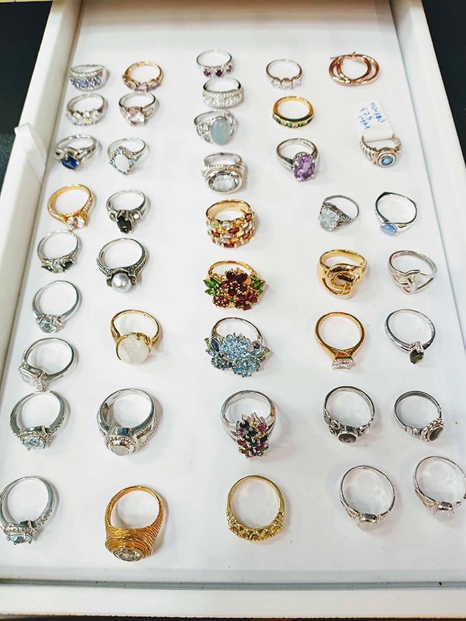 A treasure map of rings where X marks every spot—each one holding the potential to become someone's cherished heirloom.