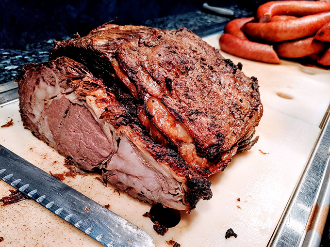 The roast beef carving station – where carnivores congregate with gleaming eyes and empty plates, ready for protein perfection.