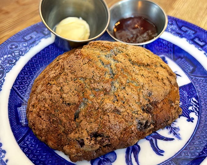 This scone isn't messing around – it's the Schwarzenegger of baked goods, ready to tackle your hunger.