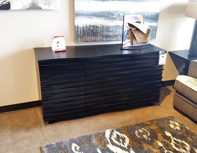 This sleek black dresser could organize your life—or at least your socks. Minimalist design that works in any bedroom.