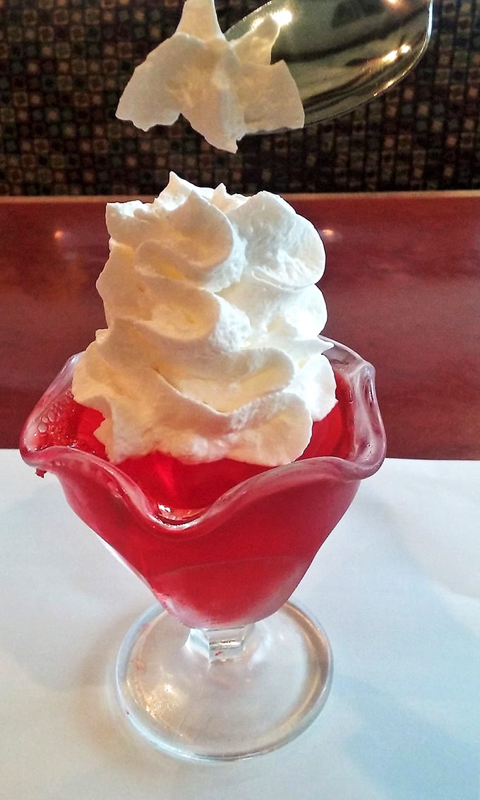 A towering strawberry sundae that makes you remember why you saved room for dessert – or why you should have.