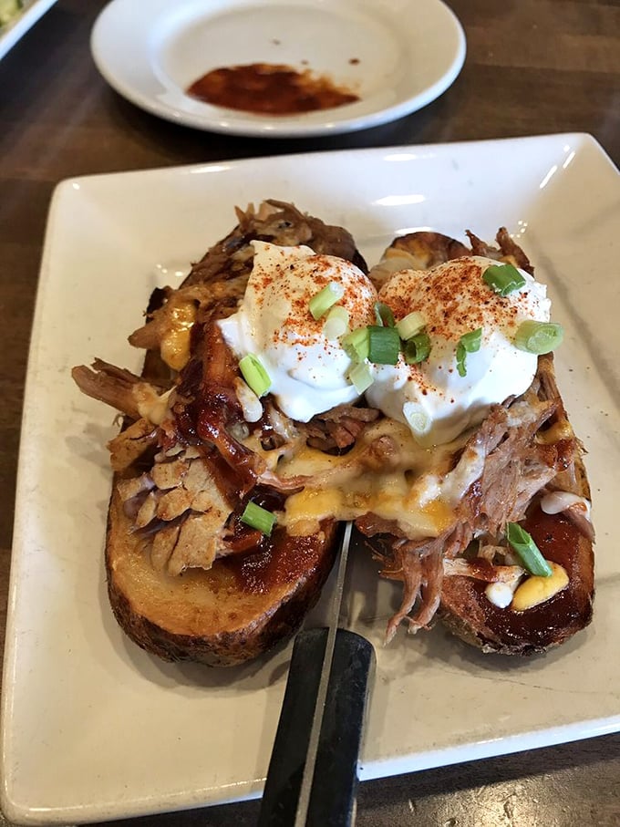 Stuffed potato skins that elevate the humble spud to rock star status. These aren't your 1980s appetizers—they're time machines to flavor town.