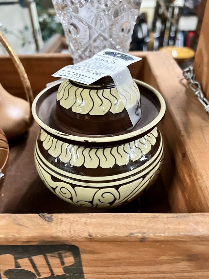 This isn't just pottery—it's functional art with a price tag. The cream and chocolate design would make even your store-bought cookies look gourmet.