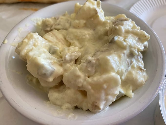 Potato salad that would make your grandmother both jealous and proud—creamy, substantial, and unapologetically classic.