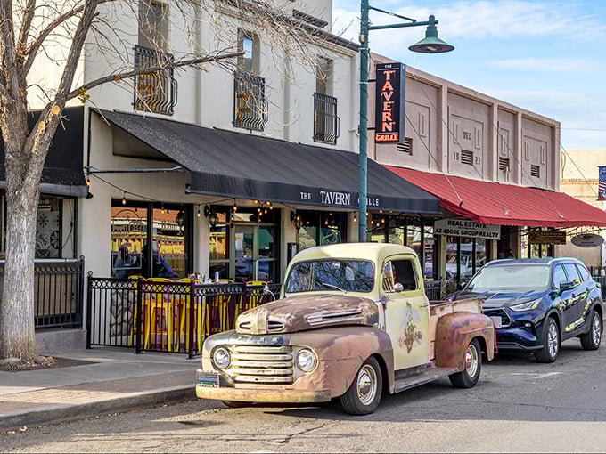 The Tavern Grille pairs vintage charm with that classic Ford pickup—both representing an era when things were built to last.