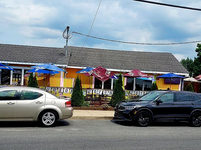 Colorful umbrellas and casual outdoor seating at this local eatery practically scream "Sit down and stay awhile!"—who could resist?