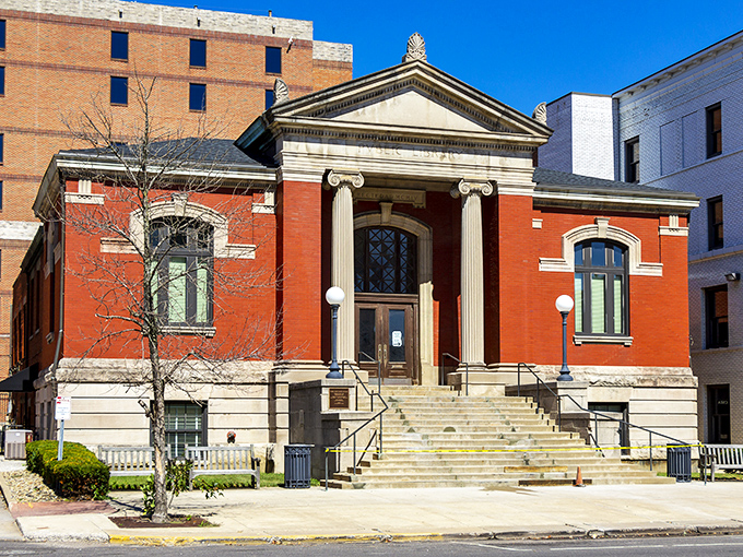 The Trumbull County Carnegie Law Library's red brick façade and classical columns remind us that knowledge deserves a proper home.