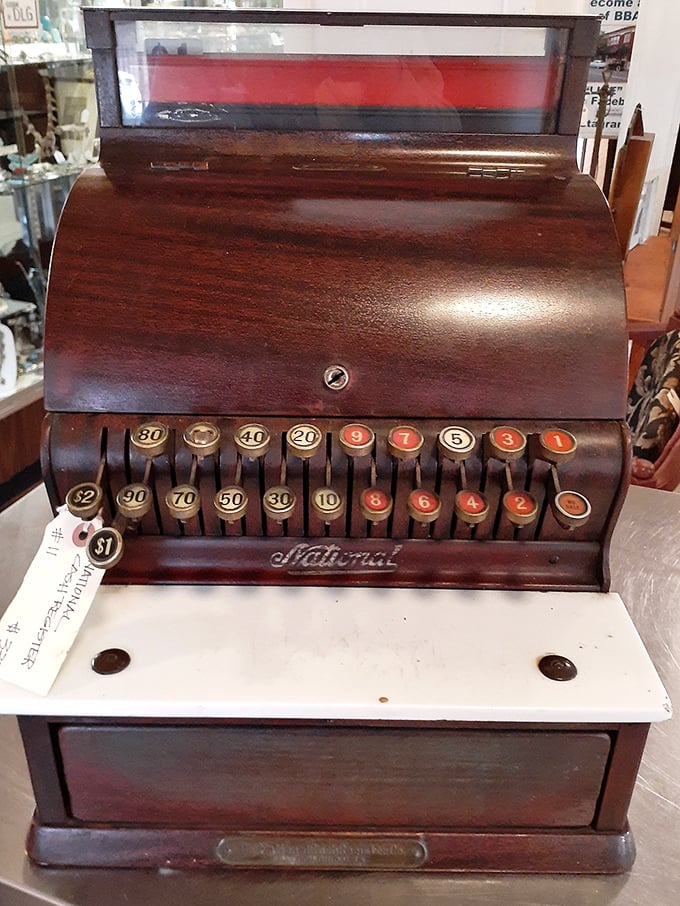 This National cash register didn't just ring up sales—it performed them with mechanical theater, each transaction a symphony of clicks, dings, and satisfying key presses.
