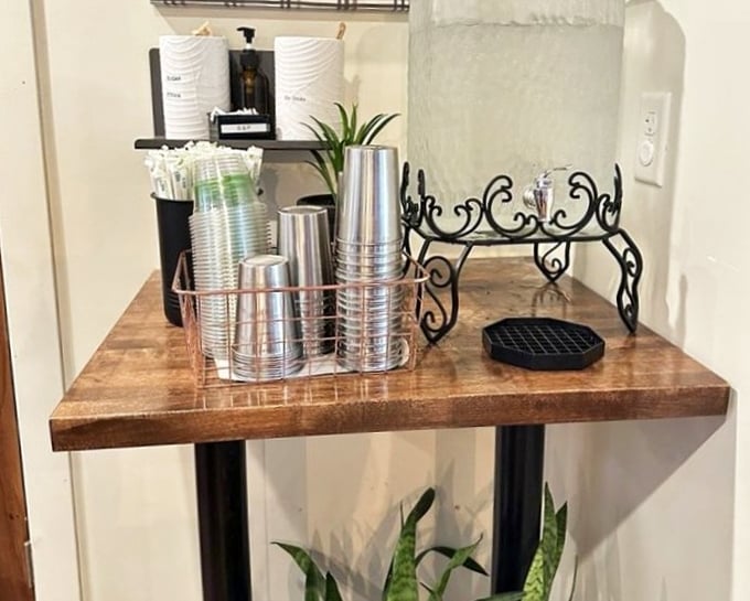 Even the water station has style, with thoughtful touches that show someone really cares about every aspect of your dining experience.