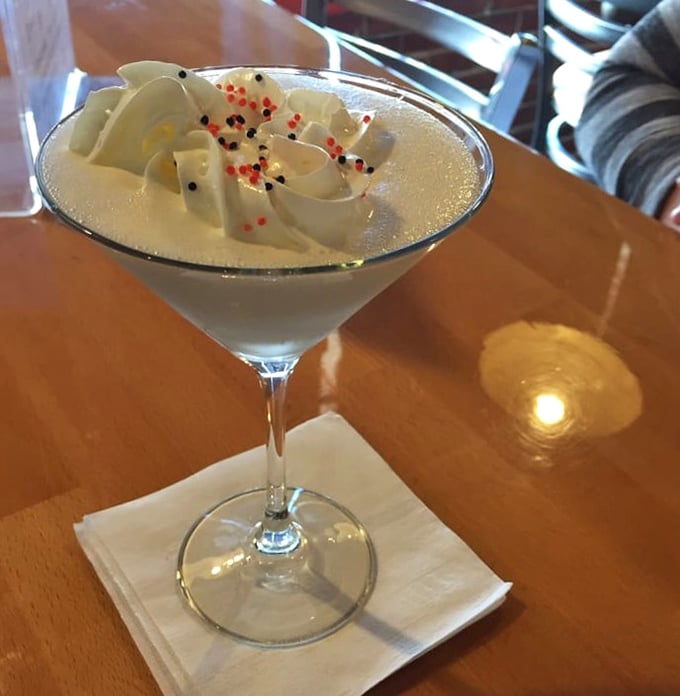 When a barbecue joint serves a white chocolate martini this elegant, it's like seeing your favorite band teacher at the symphony—unexpectedly sophisticated.